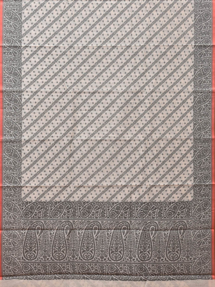 Black and White Cut Work Sico Cotton Saree with Diagonal and Mango Bor ...