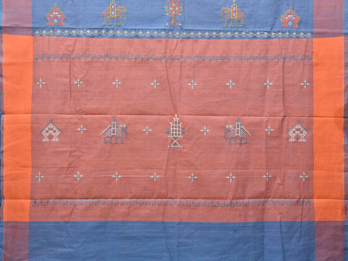 Blue Cotton Handloom Saree with Kasuti Work Design o0405 – Uppada