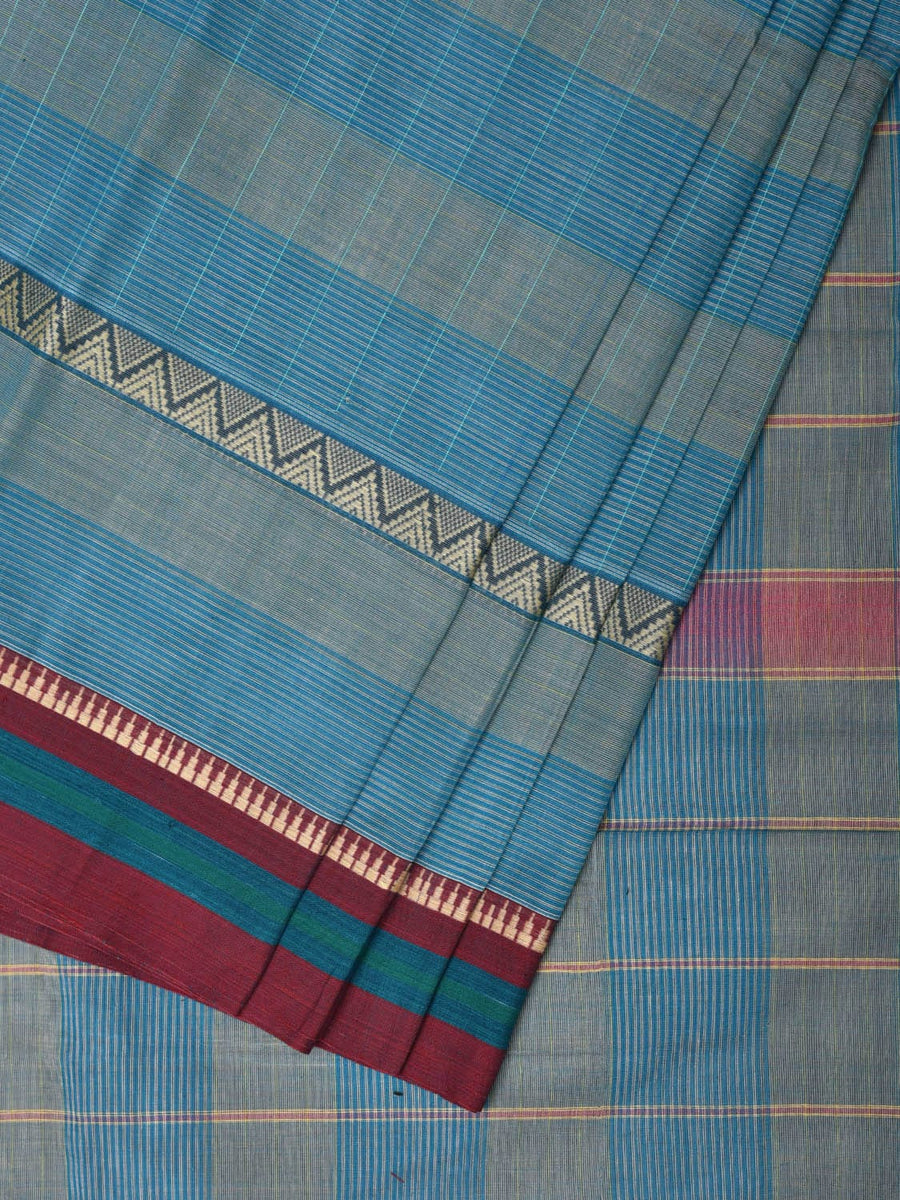 Blue Narayanpet Cotton Handloom Saree with Strips Design No Blouse np0 ...