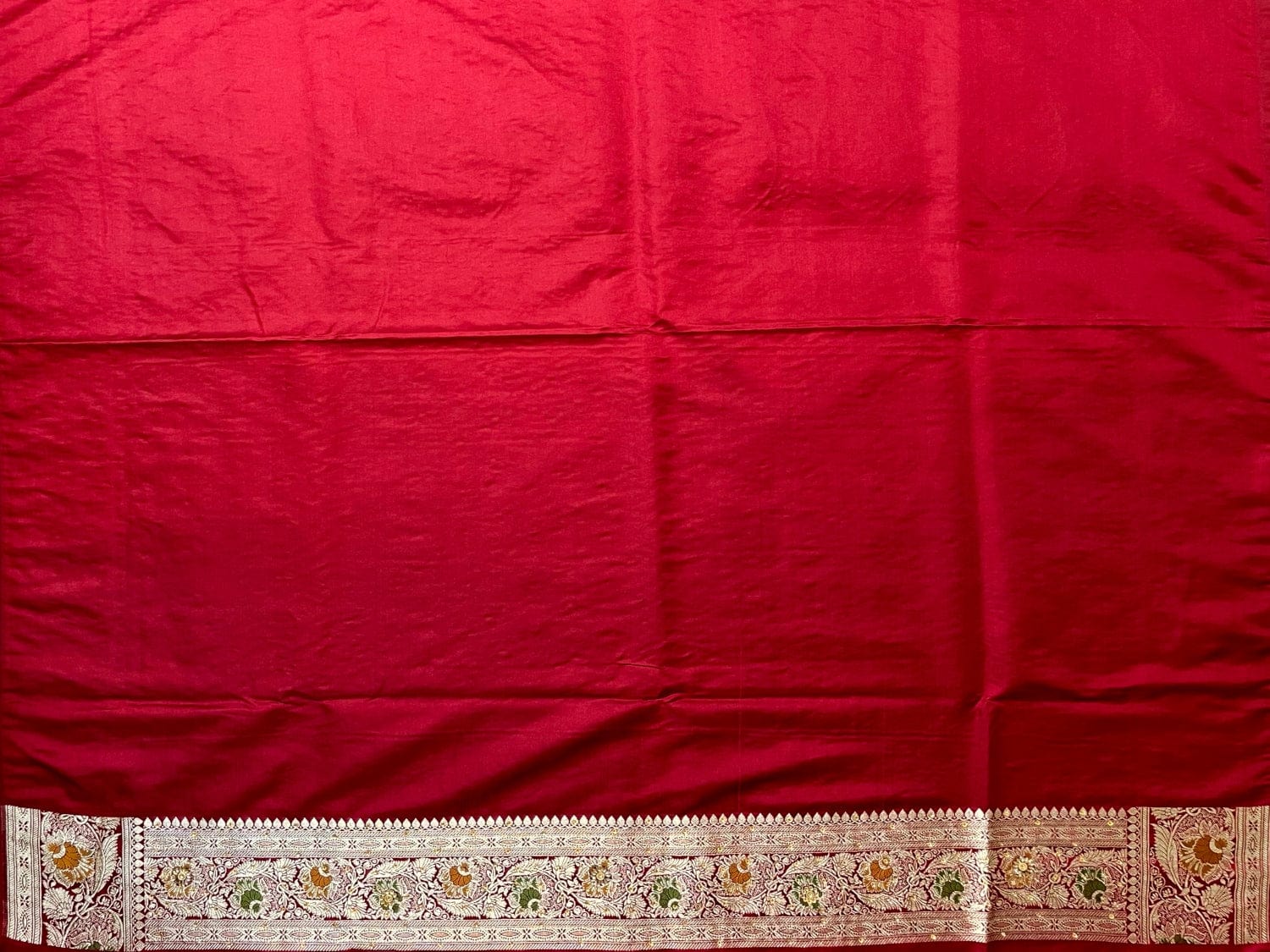Dark Red Banaras Katan Silk Saree with Body Butti and Stone Work Desig ...