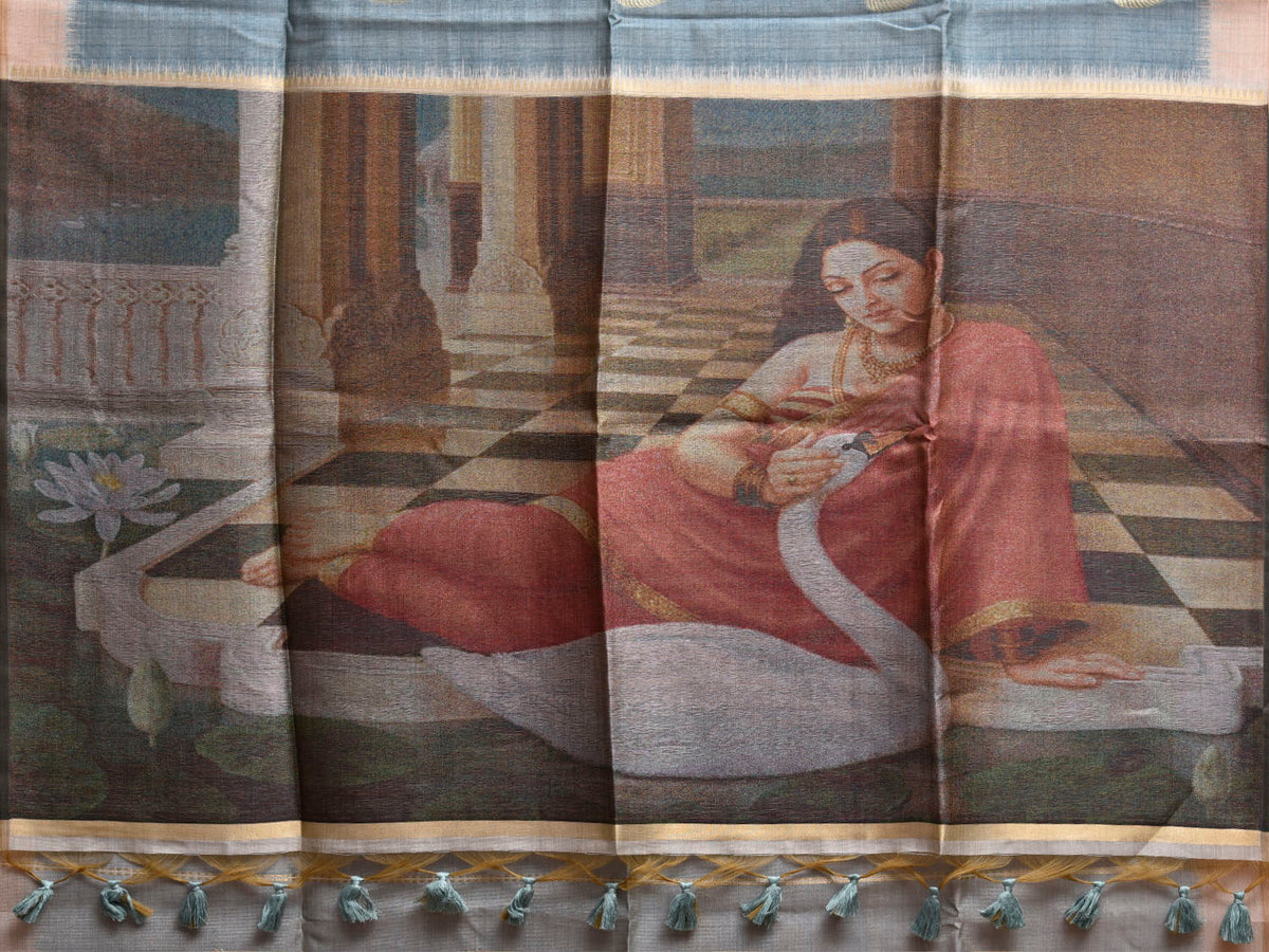 Light Blue Dhakai Jamdani Cotton Viscose Saree with Body Buta and Pain ...