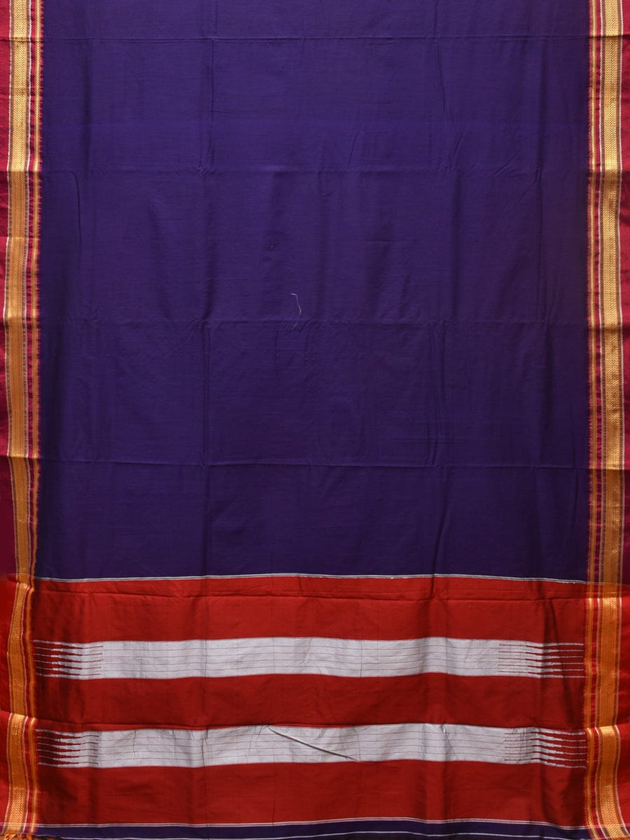 Indigo and Red ilkal Cotton Plain Saree with Zari Border Design o0444 ...