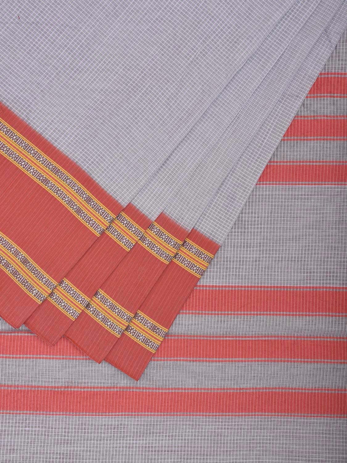 Light Blue and Peach Bamboo Cotton Saree with Small Checks Design No B ...