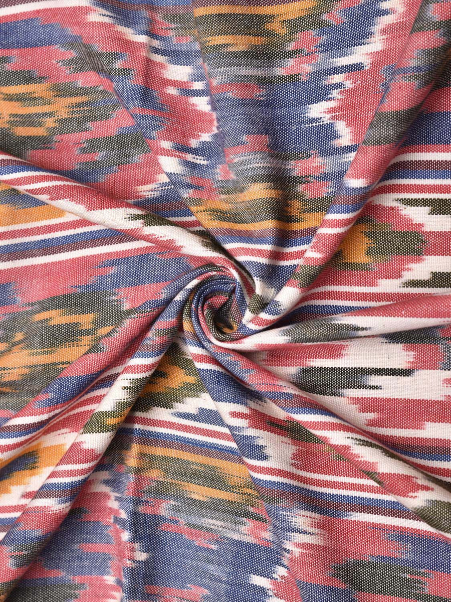 Multicolor Ikat Cotton Handloom 2.5mts Fabric with Uzbekistan Pattern ...