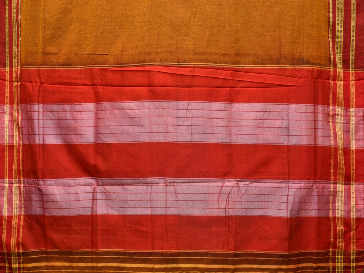 Mustard and Red ilkal Cotton Plain Saree with Zari Border Design o0447 ...