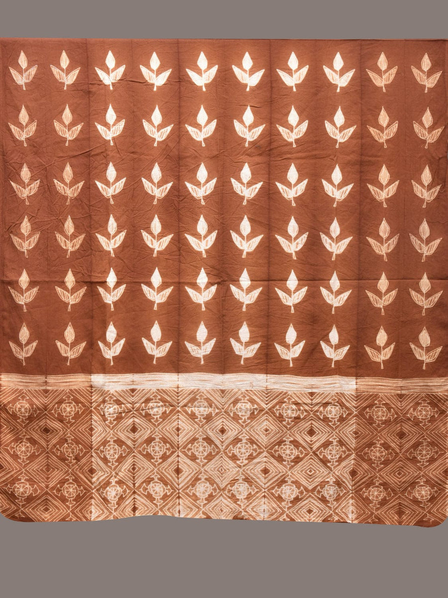 Mustard Shibori Cotton Handloom Fabric with Body Buta Design f0242 – Uppada