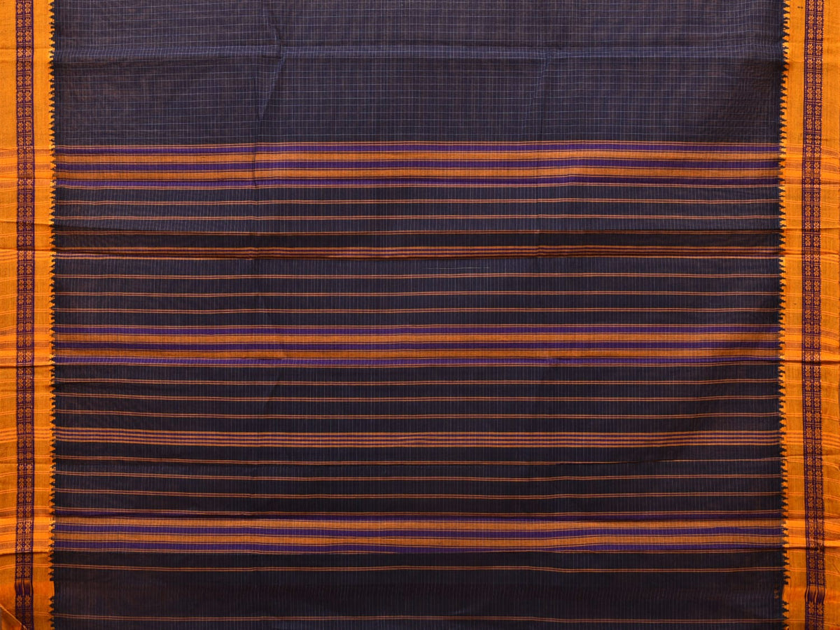 Navy Narayanpet Cotton Handloom Saree with Checks Design No Blouse np0 ...