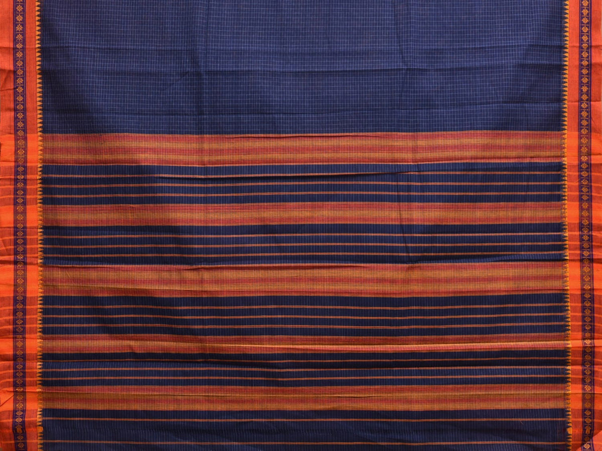 Navy Narayanpet Cotton Handloom Saree with Checks Design No Blouse np0 ...
