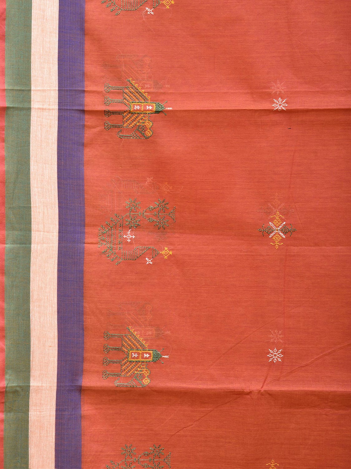 Orange and Pink Kasuti Mangalgiri Cotton Saree with Body Buta and ...