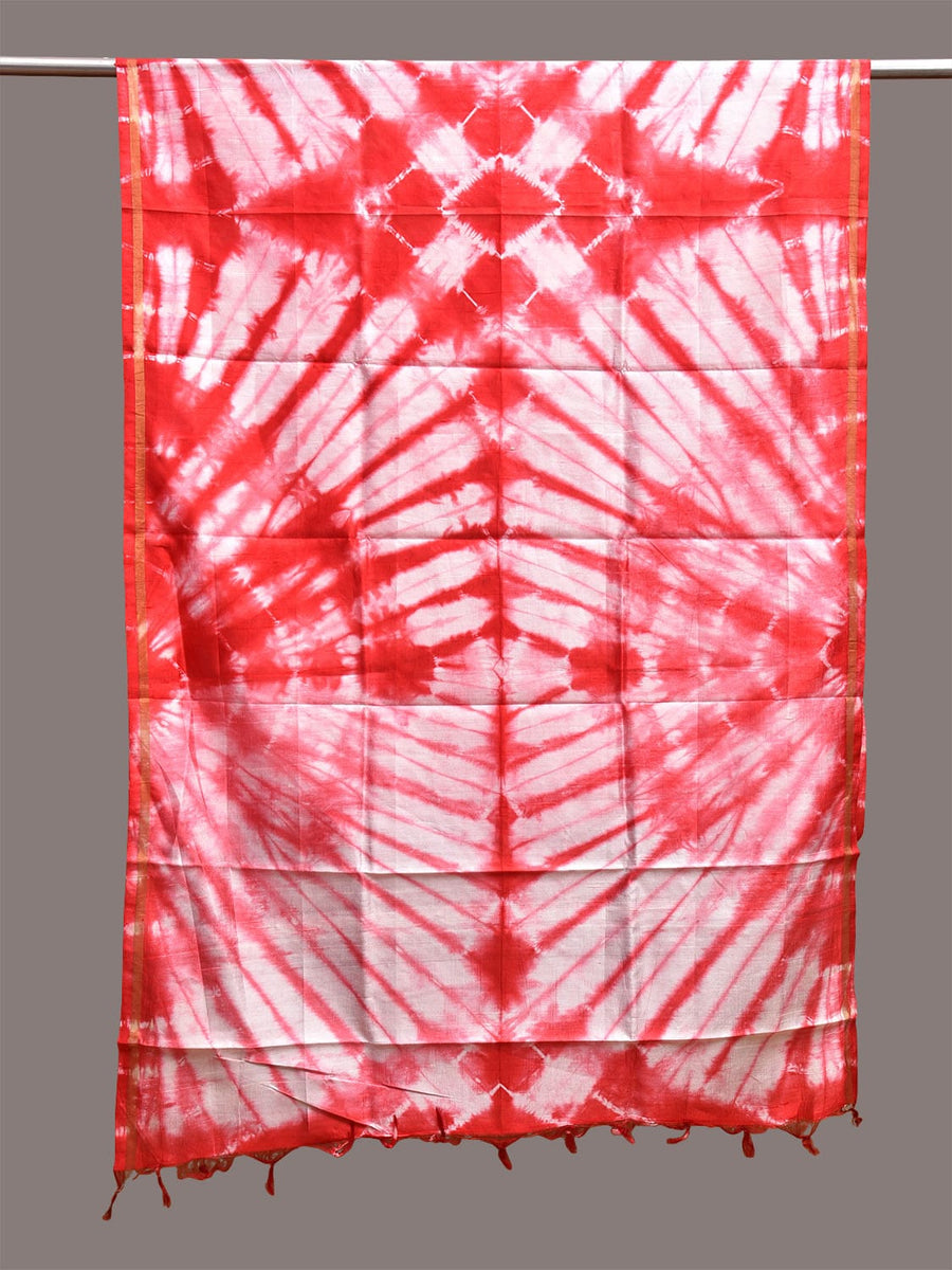 Red and White Clamp Dyeing Cotton Silk Dupatta with Circular Design ds ...