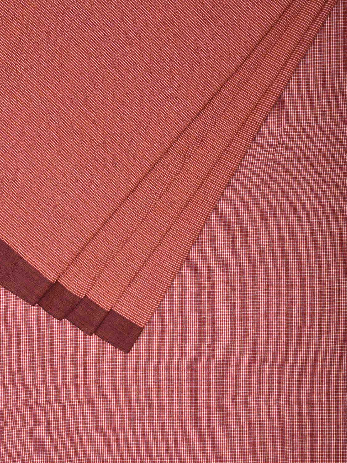 Red Organic Cotton Saree with Small Checks Design o0568 – Uppada