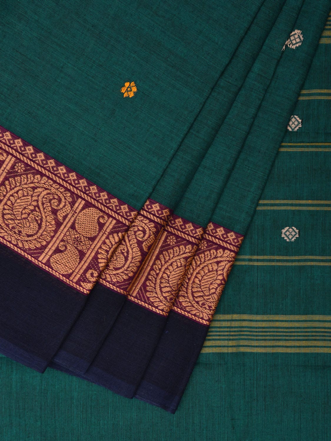 Teal Kanchipuram 60s Count Cotton Plain Saree with Border Design k0631 ...