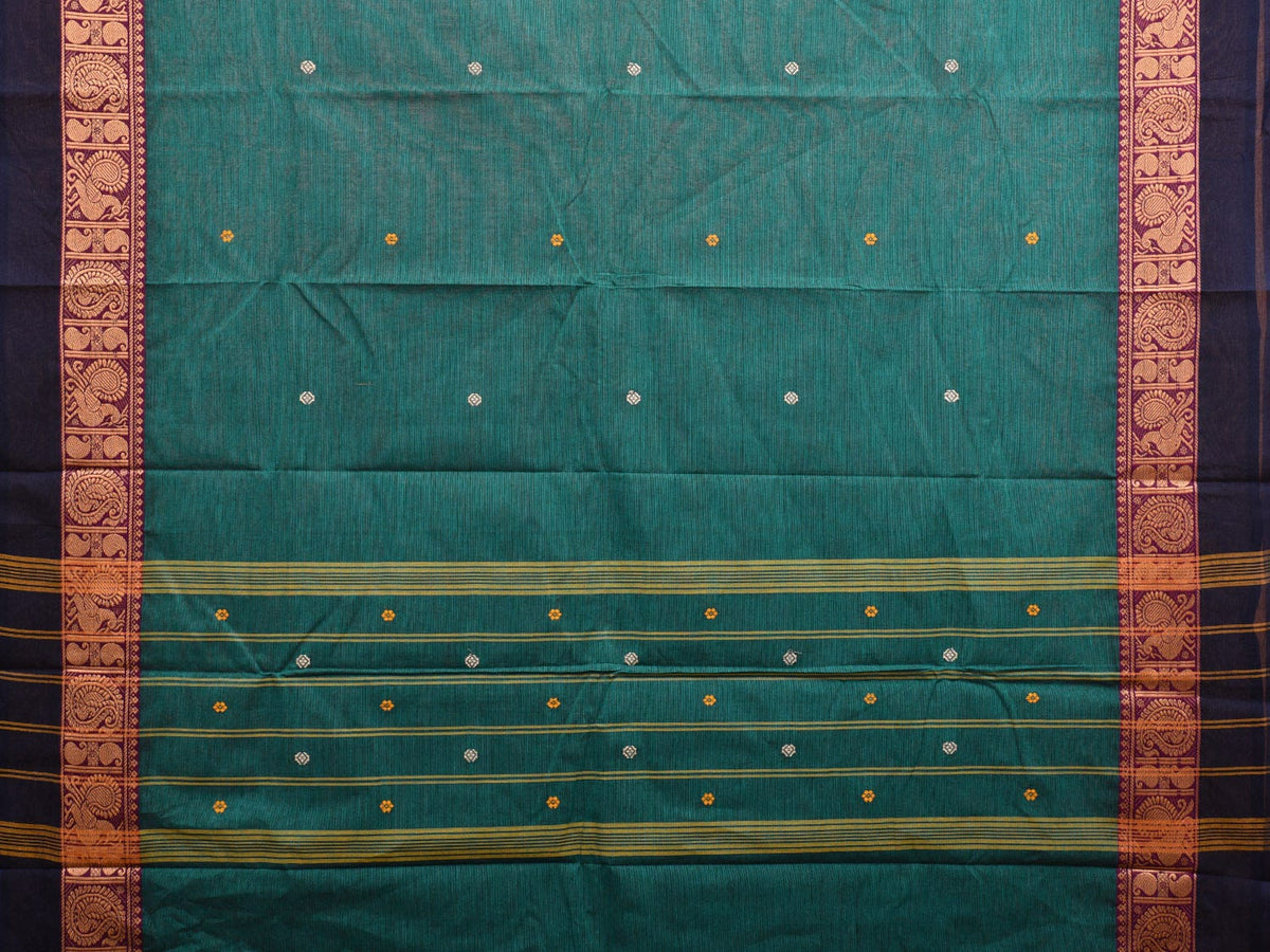 Teal Kanchipuram 60s Count Cotton Plain Saree with Border Design k0631 ...