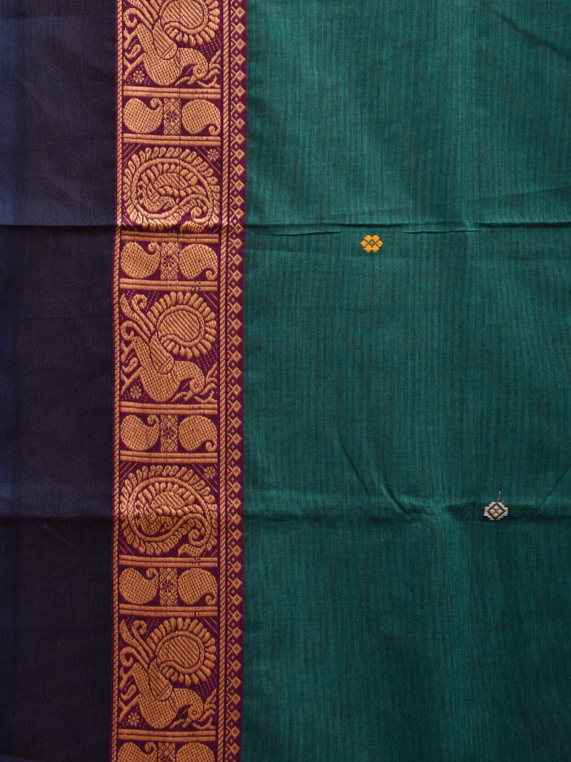 Teal Kanchipuram 60s Count Cotton Plain Saree with Border Design k0631 ...