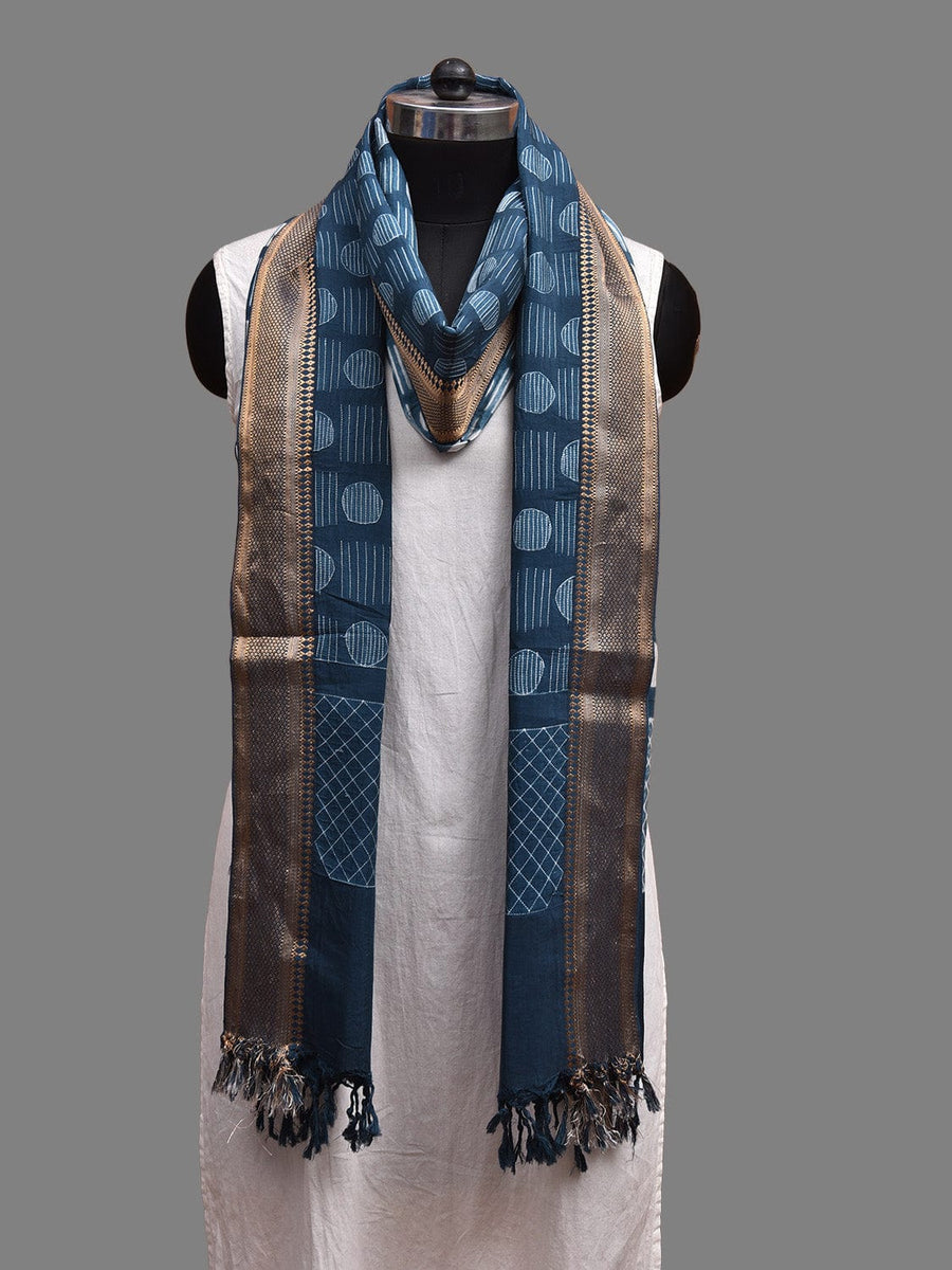 Teal Shibori Mangalgiri Sico Dupatta with Circles and Grill Design ds3 ...