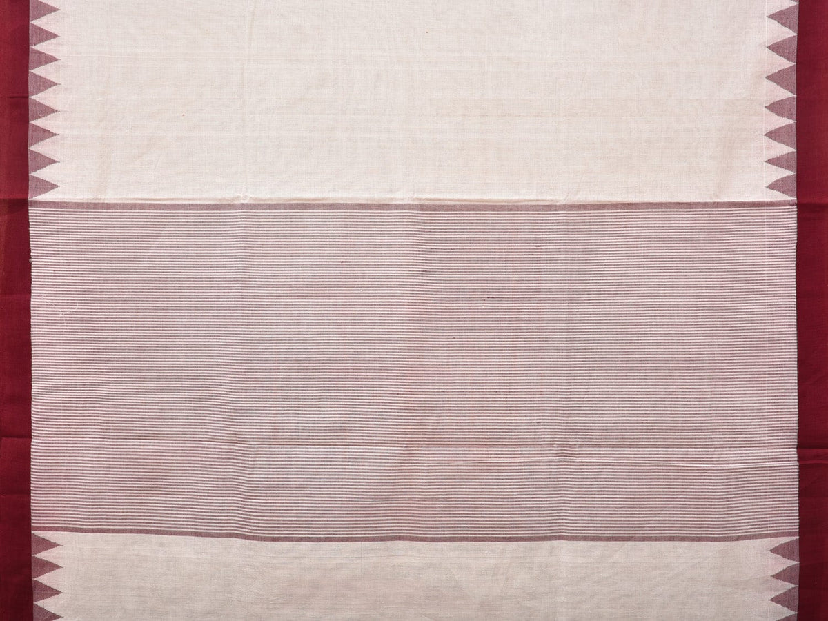 White Khadi Cotton Handloom Plain Saree with Temple Border Design kh06 ...