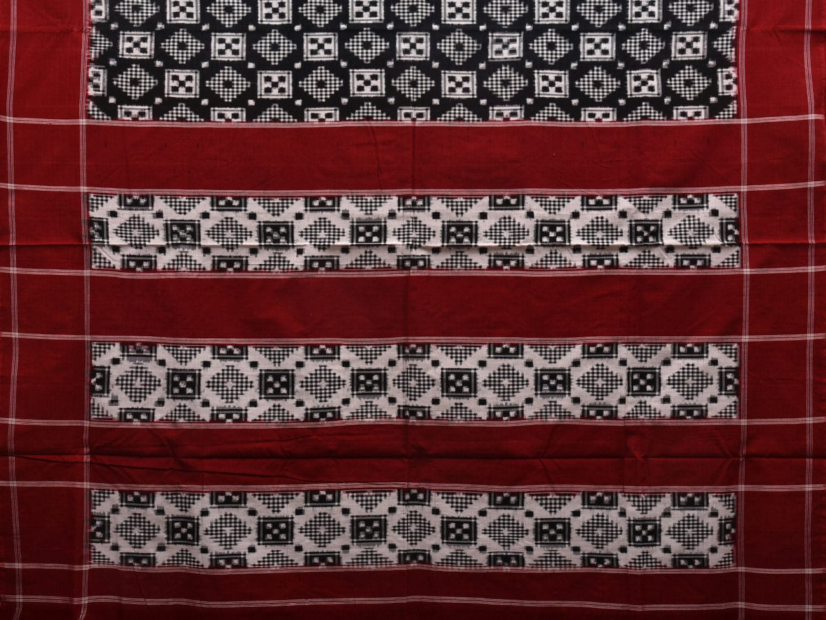 Black and Red Pochampally Ikat Cotton Handloom Saree with Telia Design ...