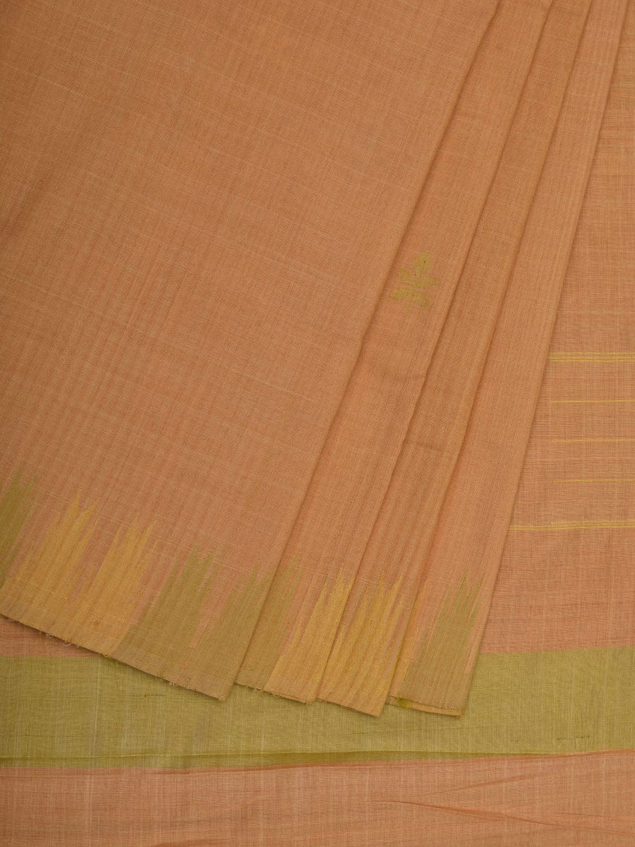 Cream Khadi Cotton Handloom Saree with Temple Border Design kh0552 – Uppada