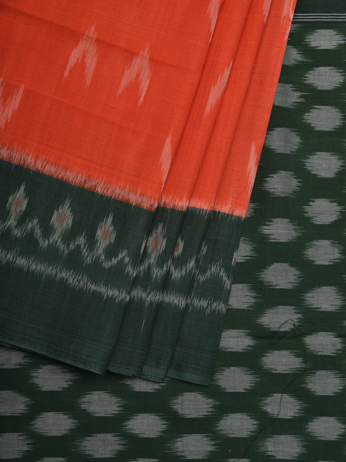 Multicolor Pochampally Ikat Cotton Handloom Saree with Half-Half Desig ...