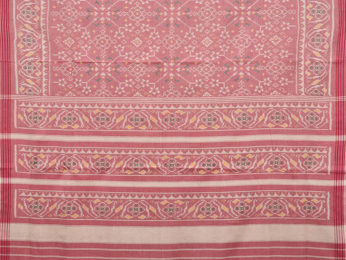 Peach Pochampally Single Ikat Cotton Handloom Saree with All Over Desi ...