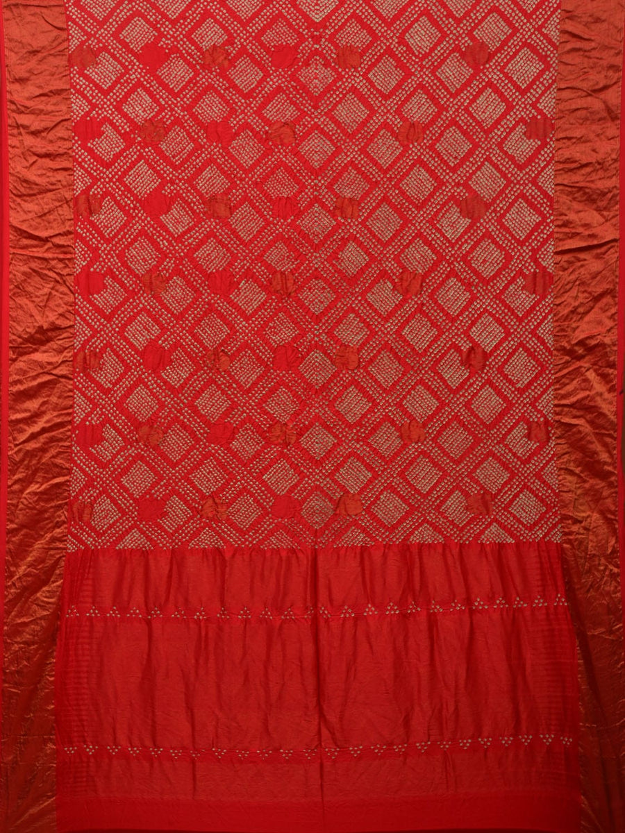 Red Bandhani Uppada Silk Handloom Saree with Nilambari Buta Design bn0