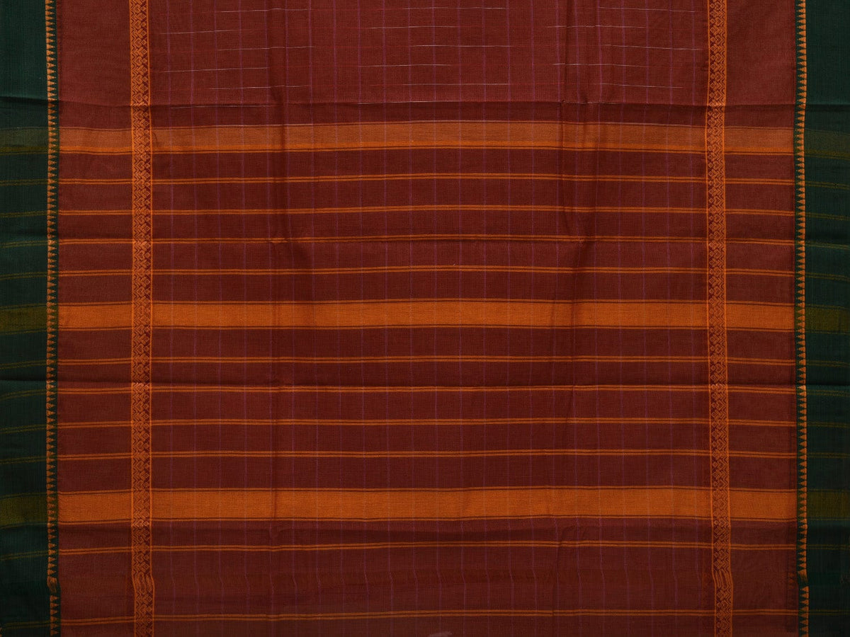 Rust Narayanpet Cotton Handloom Saree with Checks Design No Blouse np0 ...